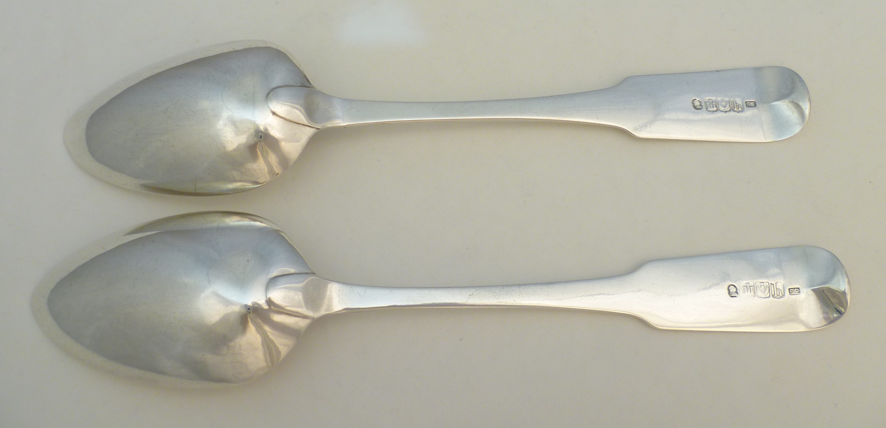 Pair antique Scottish Georgian solid sterling silver Fiddle pattern ...