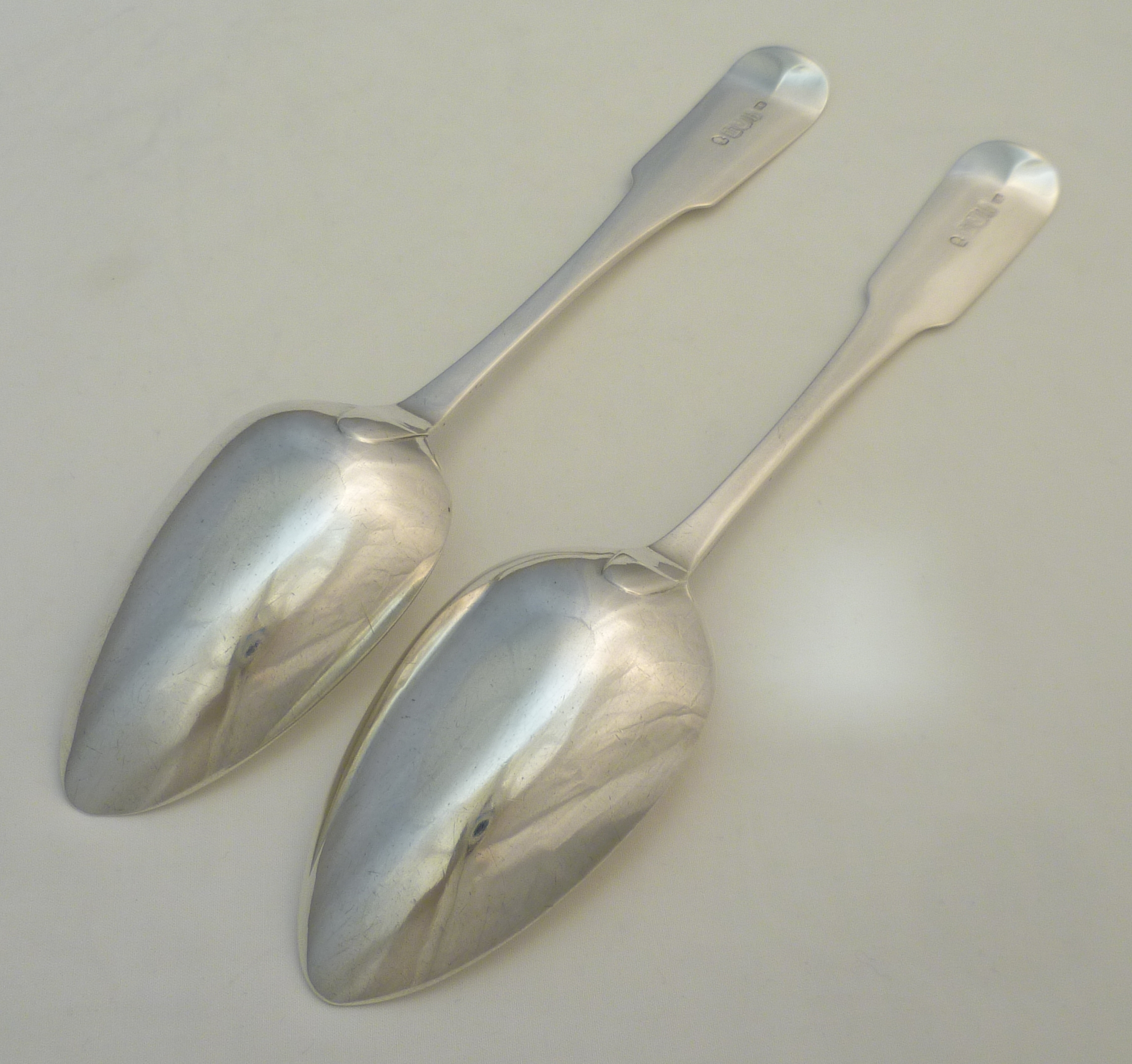 Pair antique Scottish Georgian solid sterling silver Fiddle pattern ...