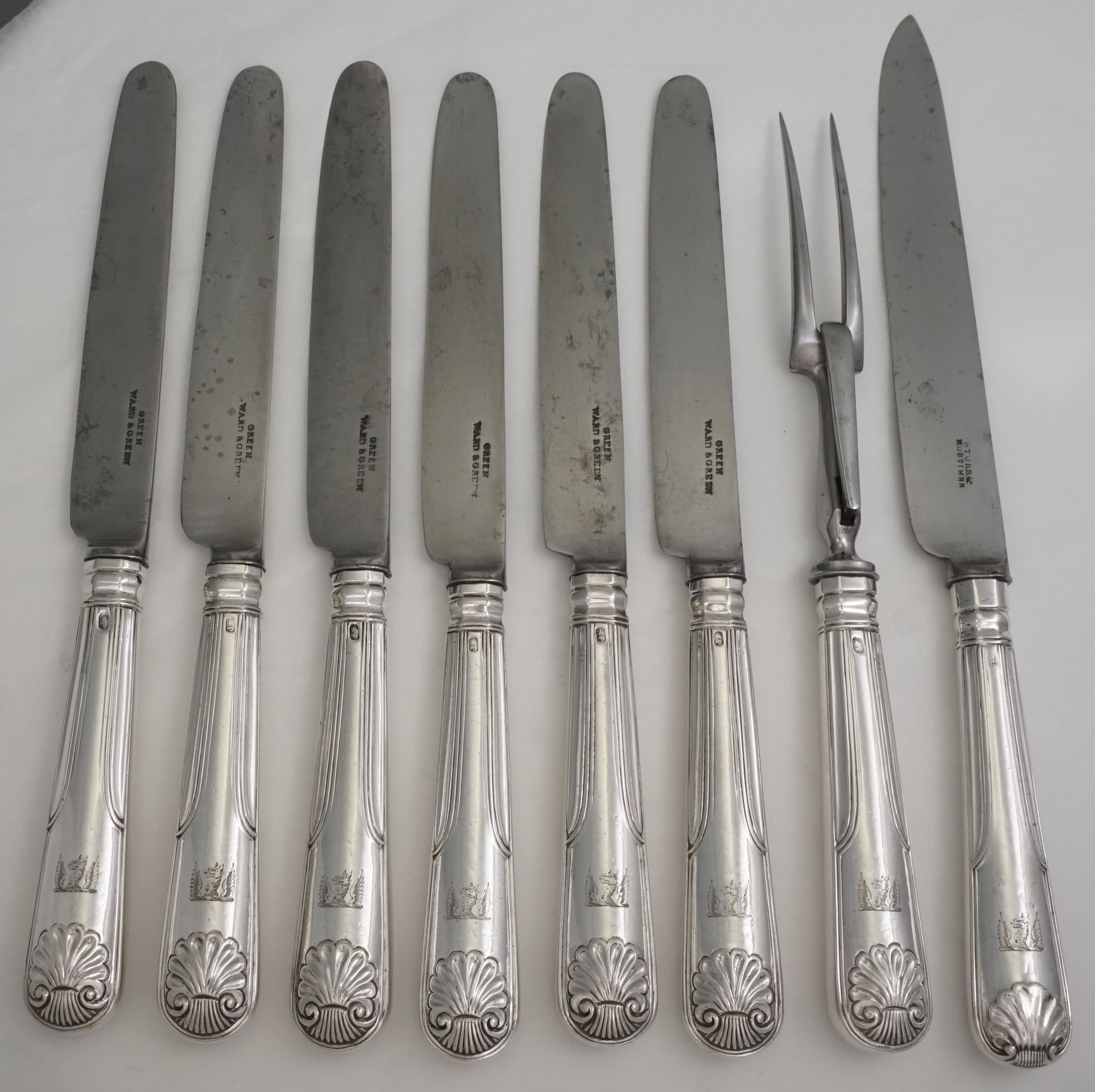 important set of six antique English Georgian sterling silver Fiddle ...