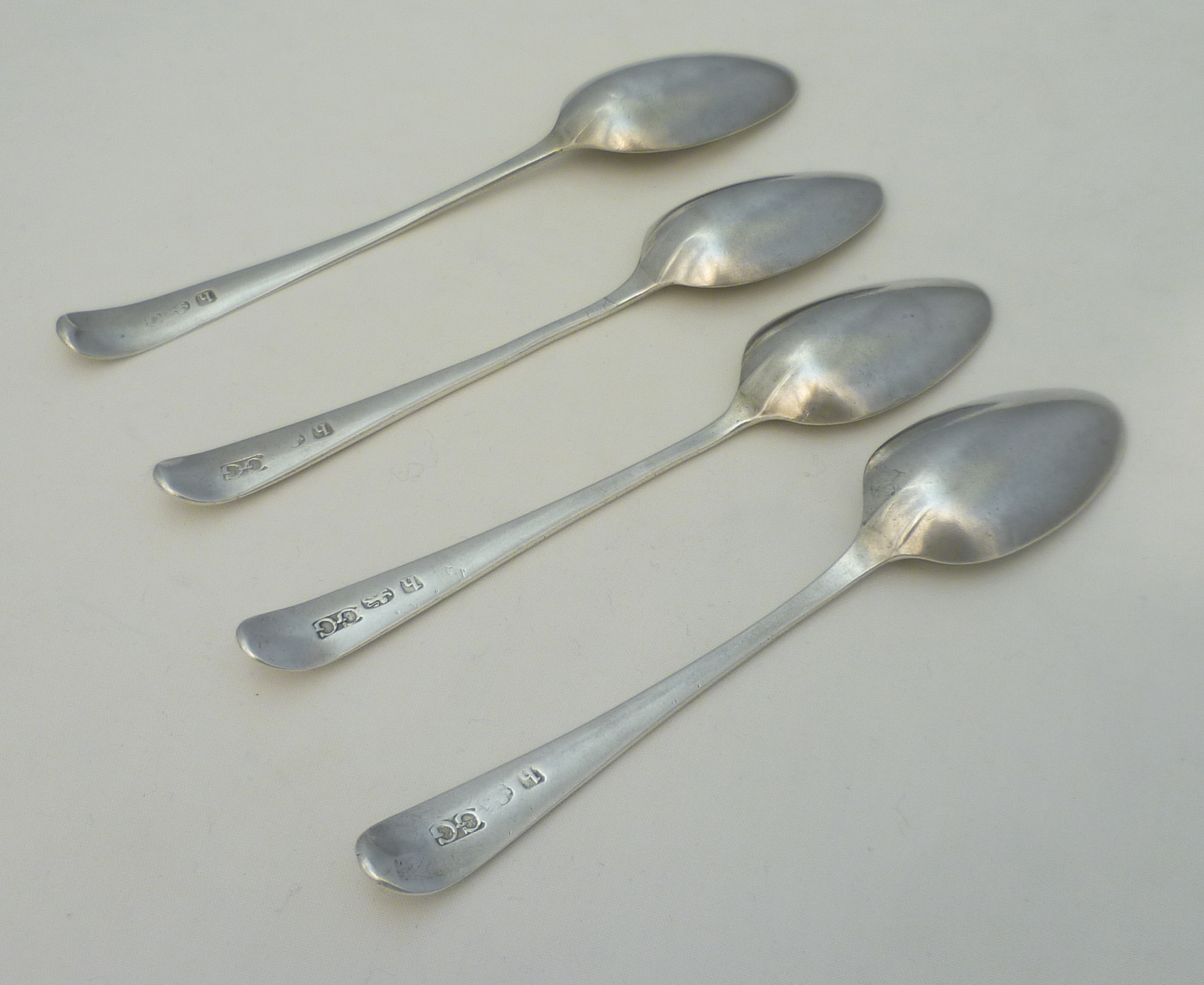 Hester Bateman Four (3+1) Georgian solid sterling silver bright-cut Old ...