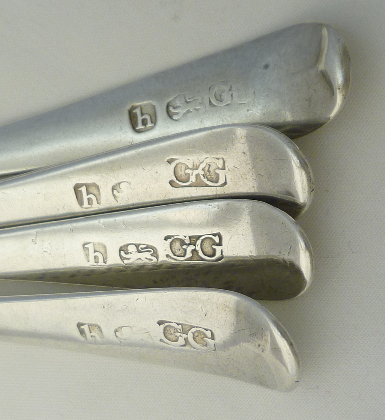 Hester Bateman Four (3+1) Georgian solid sterling silver bright-cut Old ...