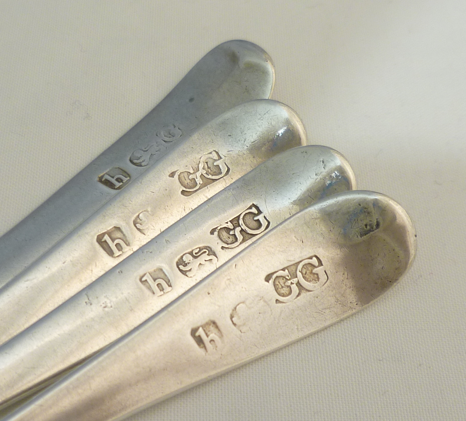 Hester Bateman Four (3+1) Georgian solid sterling silver bright-cut Old ...