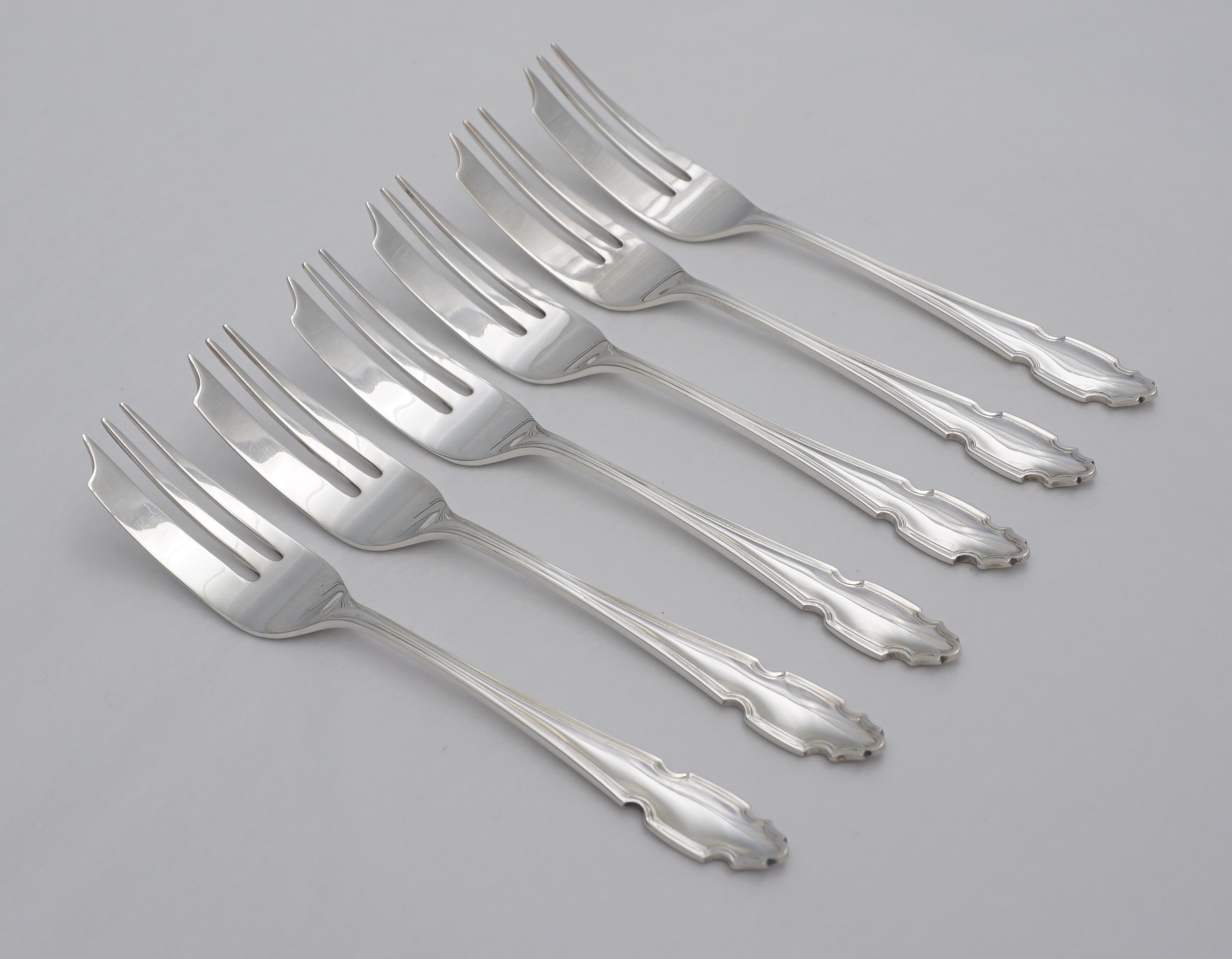 six vintage English solid sterling silver cake or pastry forks Cooper ...