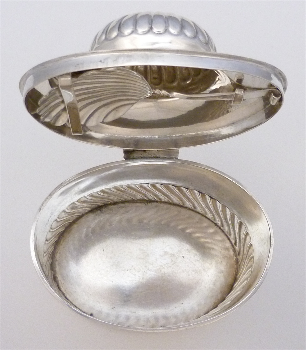 sterling silver semi-fluted tea caddy with the original integral caddy ...