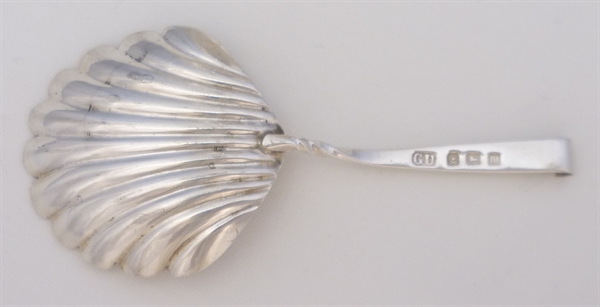 sterling silver semi-fluted tea caddy with the original integral caddy ...